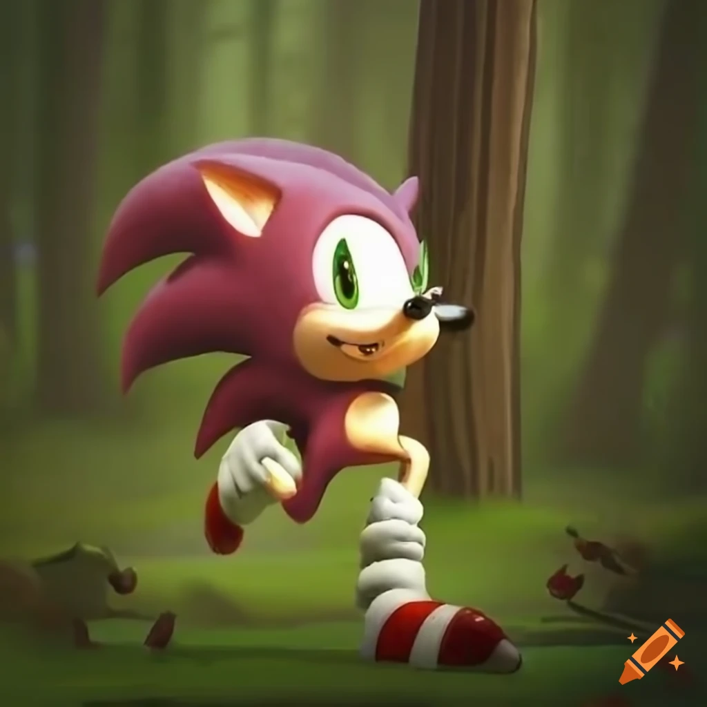 Super sonic hedgehog running through the woods with forest creatures on ...