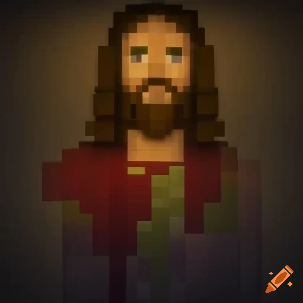 Jesus christ in a minecraft world on Craiyon