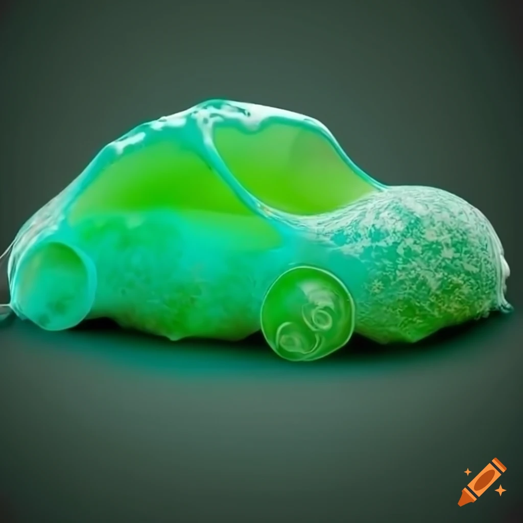 Realistic 3d rendering of a small green slime car on Craiyon