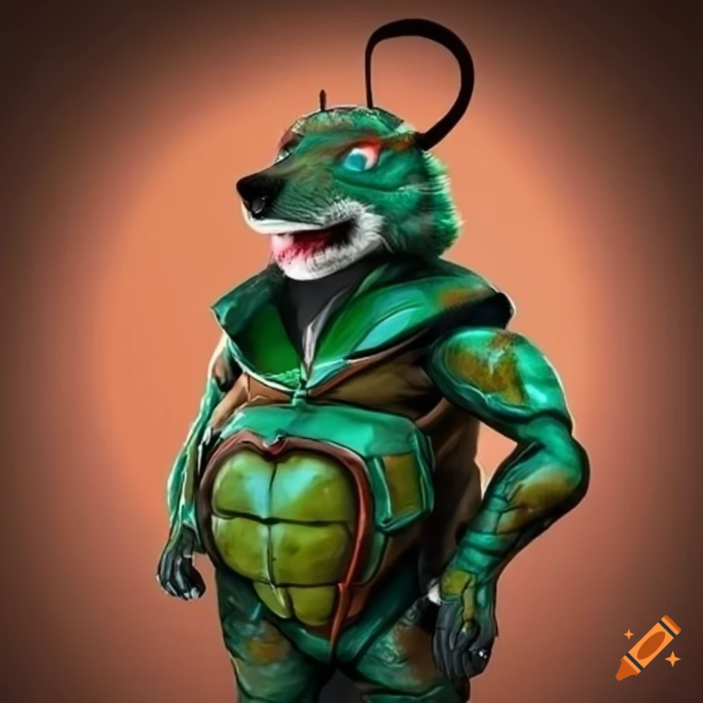 Wolf in a turtle shell suit on Craiyon