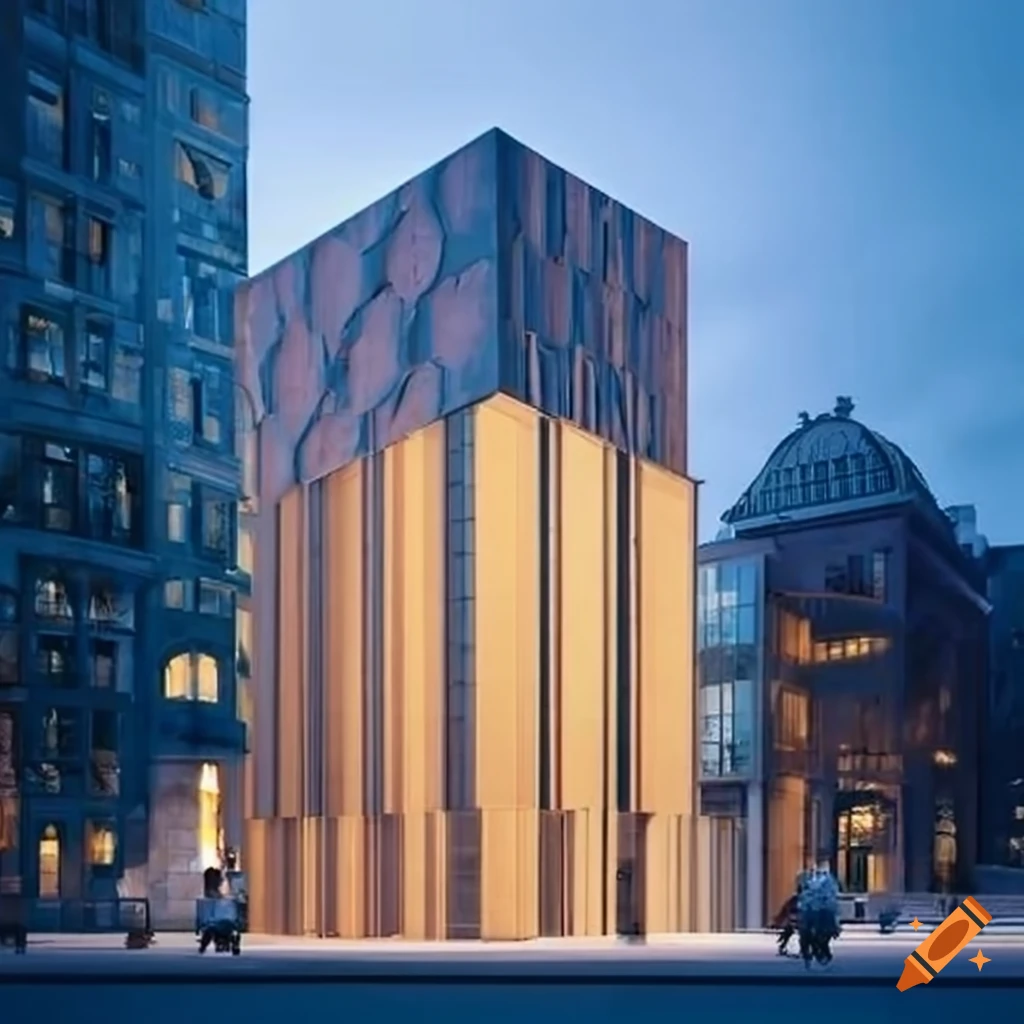 Modern library exterior on Craiyon