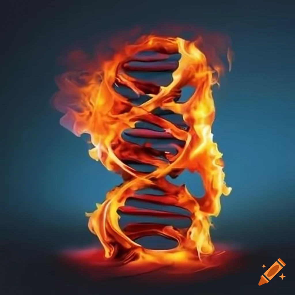 Art gallery with a double-helix made of fire on Craiyon