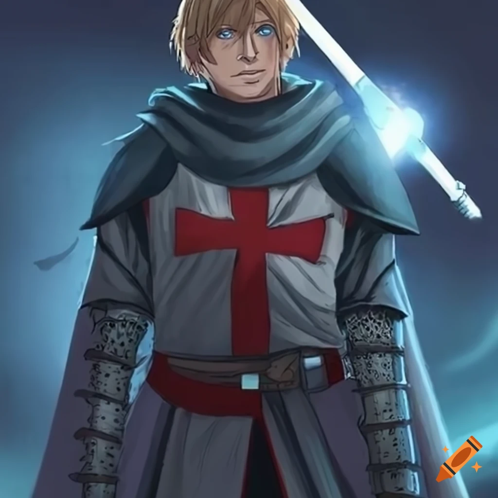 Luke Skywalker and Toji Fushiguro fusion in templar armor with sword on Craiyon