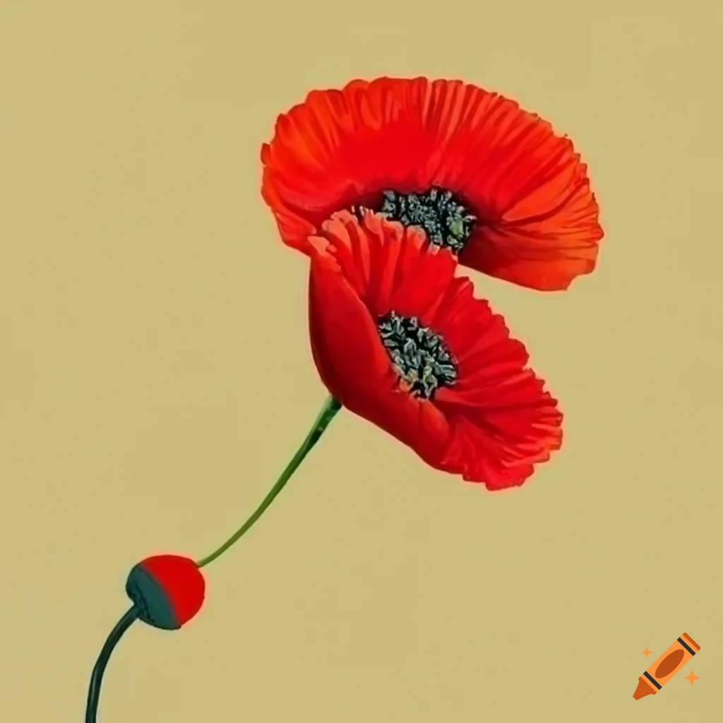 Corn poppy drawing on Craiyon