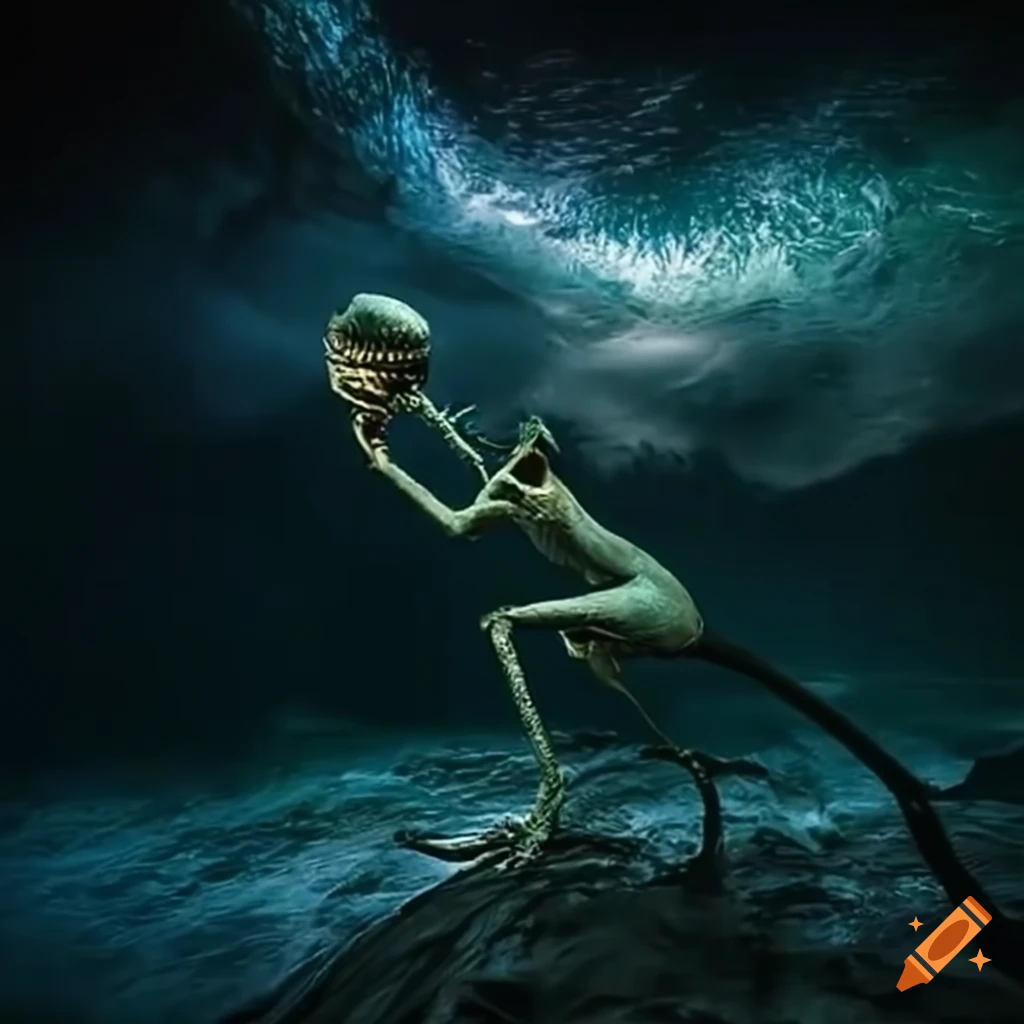 Alien monster landing on earth on Craiyon