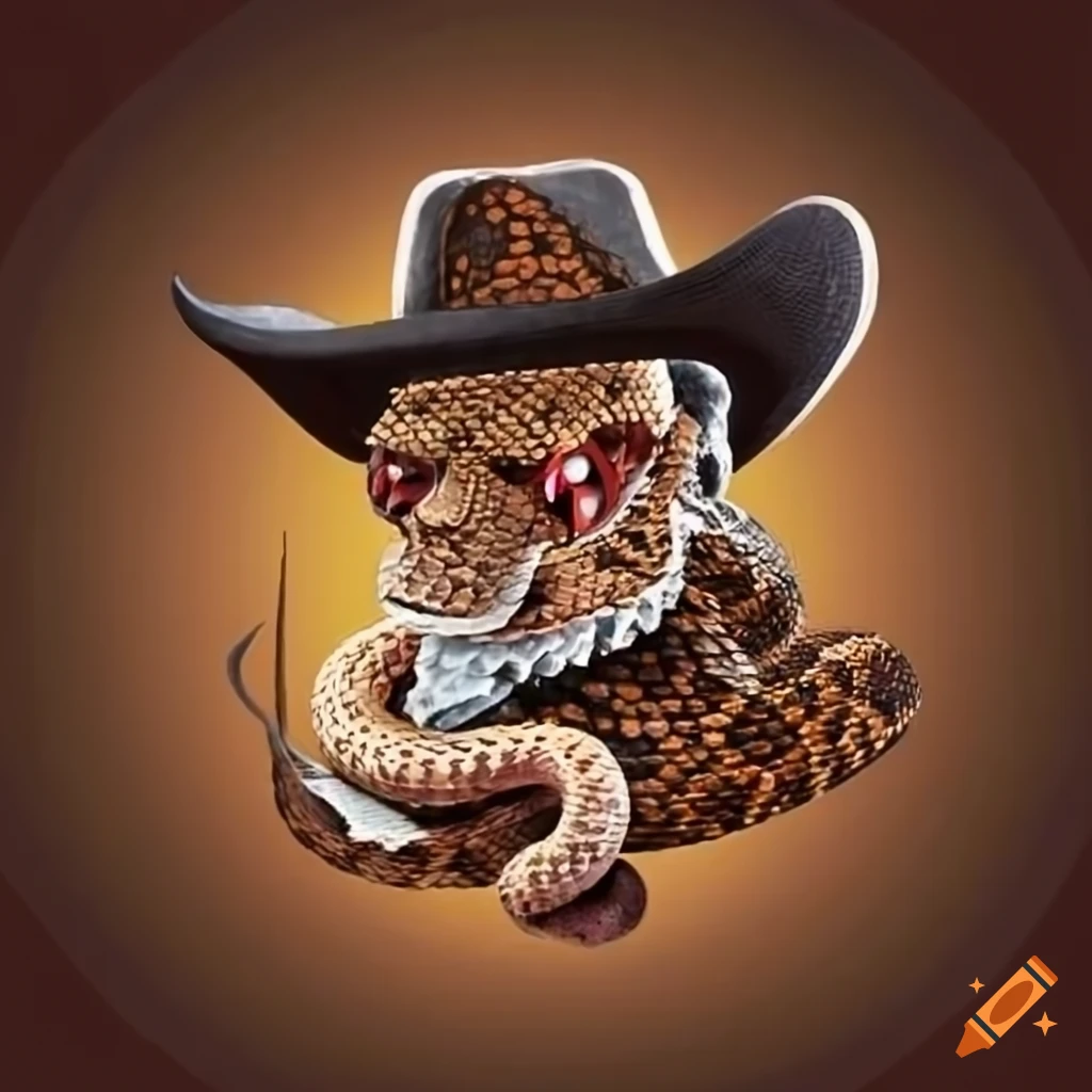 Rattlesnake with a cowboy hat in old west style on Craiyon