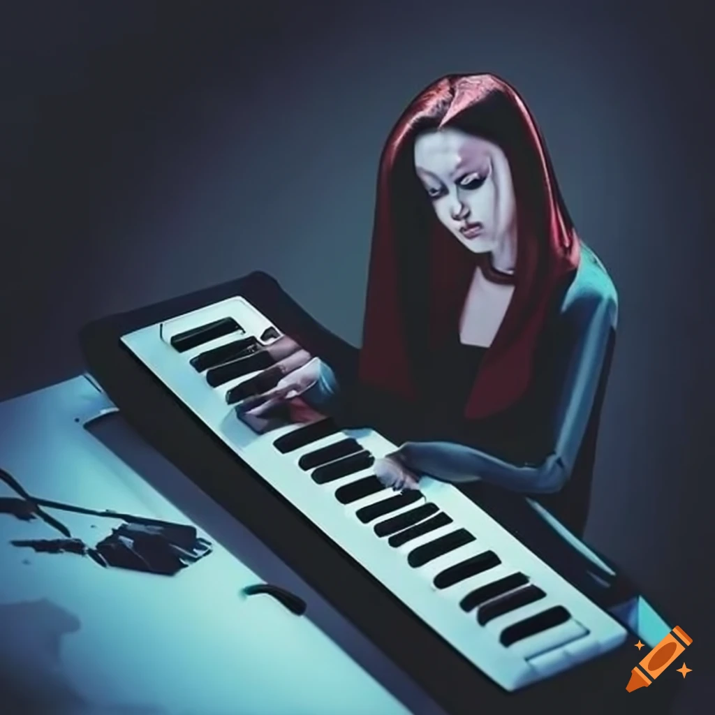 Person playing the keyboard on Craiyon