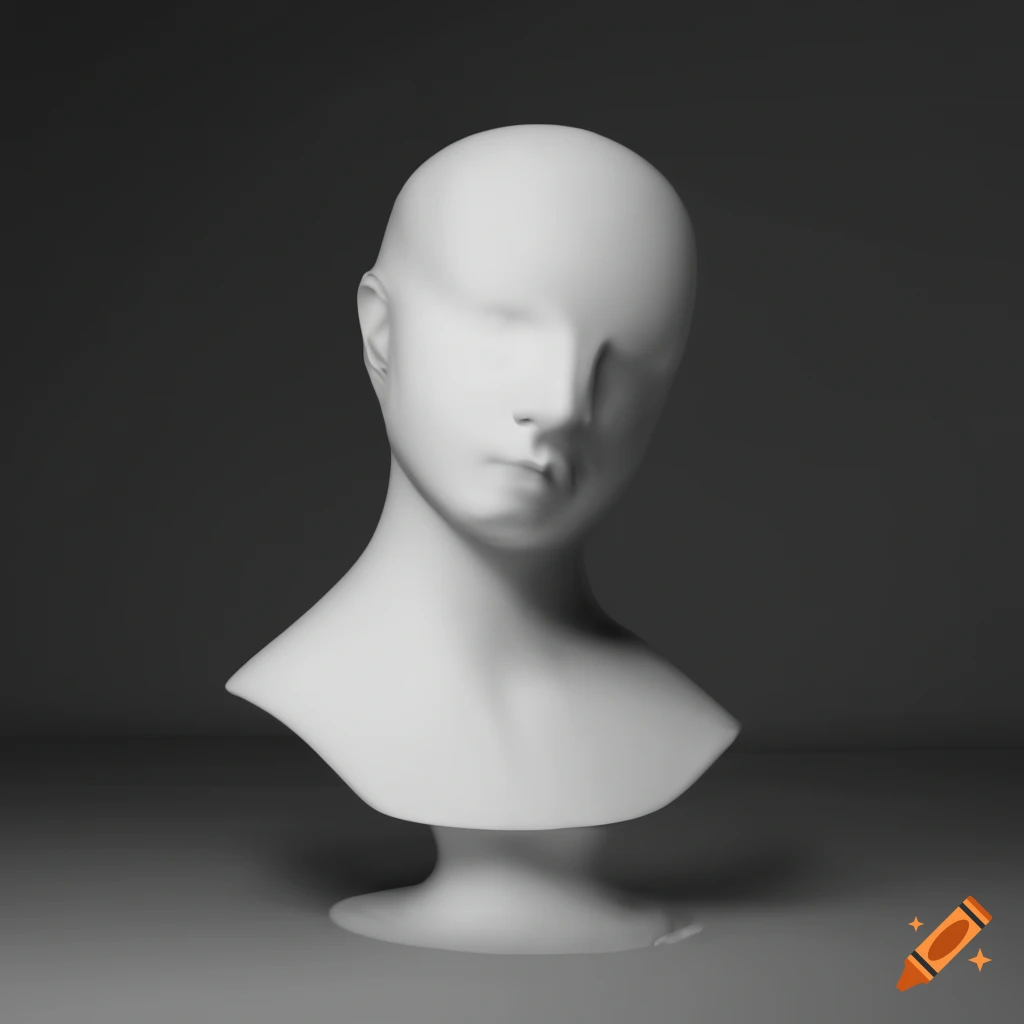 Faceless 3d monochrome marble bust on Craiyon