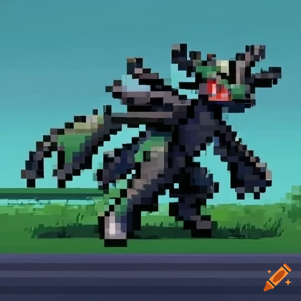 Pokemon zygarde bipedal sprite art on Craiyon