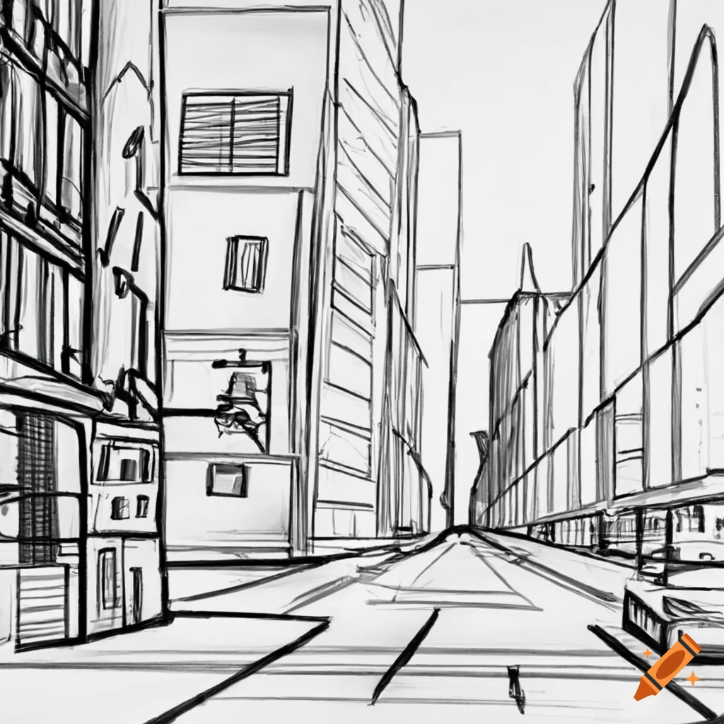 1-Point Perspective Environment drawing with an 8th grader's style on ...