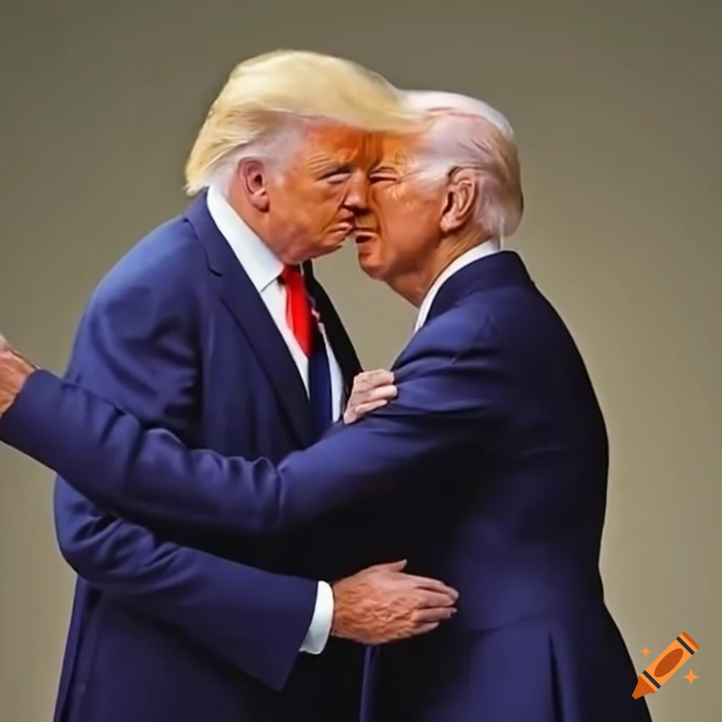 Donald trump and joe biden hugging on Craiyon