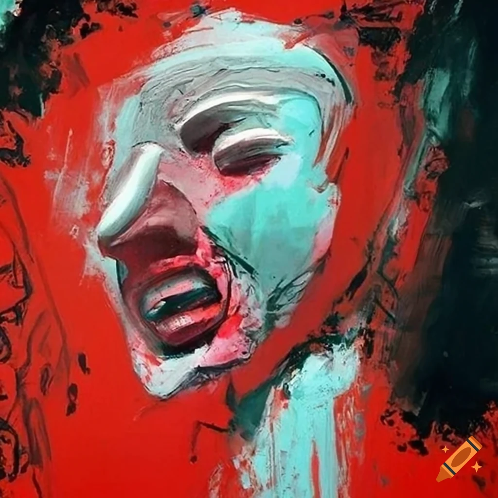Dadaism style drawing of a singing face on a grunge background inspired ...