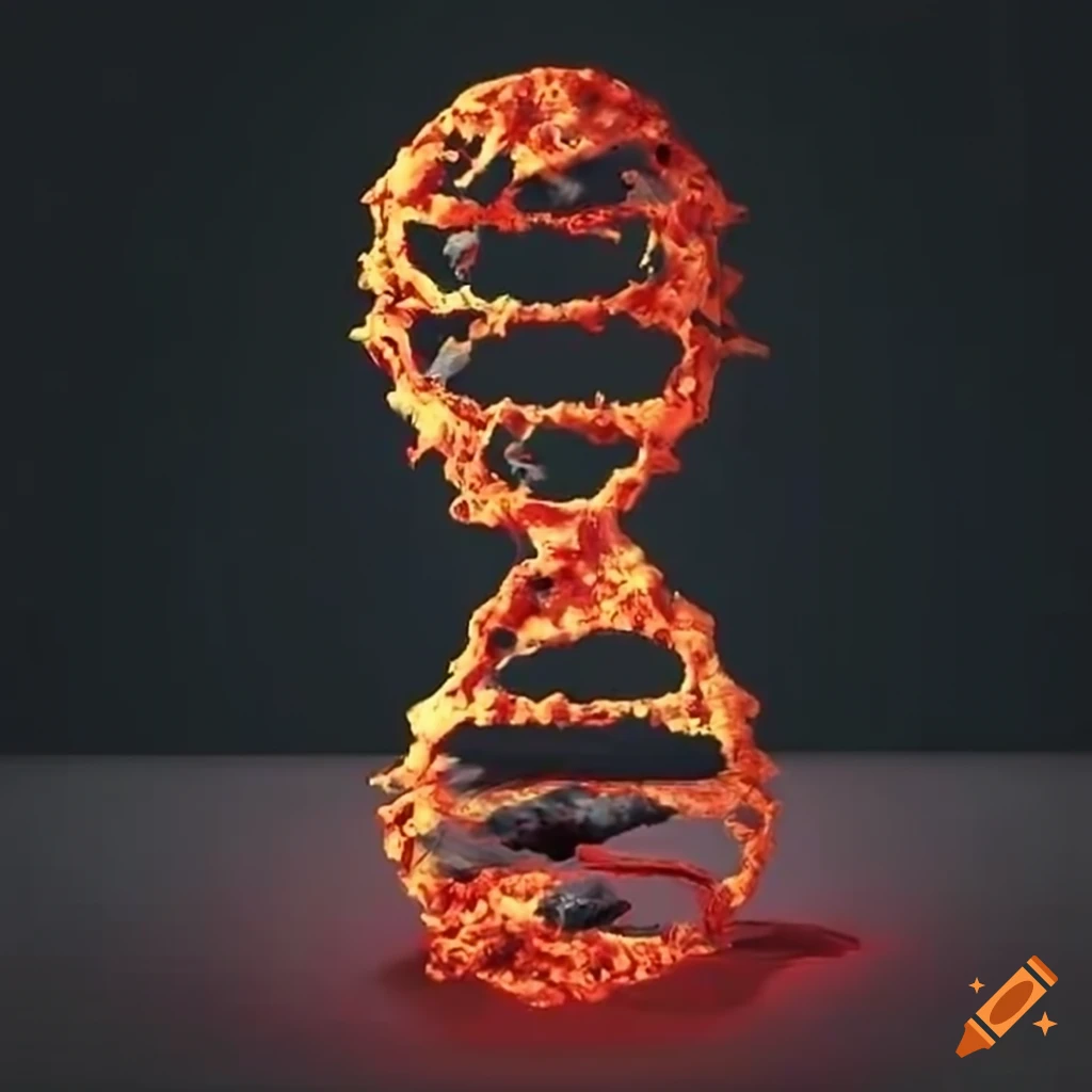 Double-helix structure formed of molten lava on Craiyon