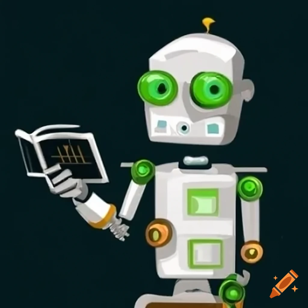 Robot studying a book on Craiyon