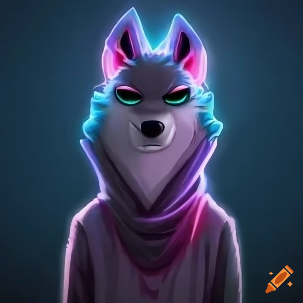 Cartoon gamer wolf character for youtube profile on Craiyon