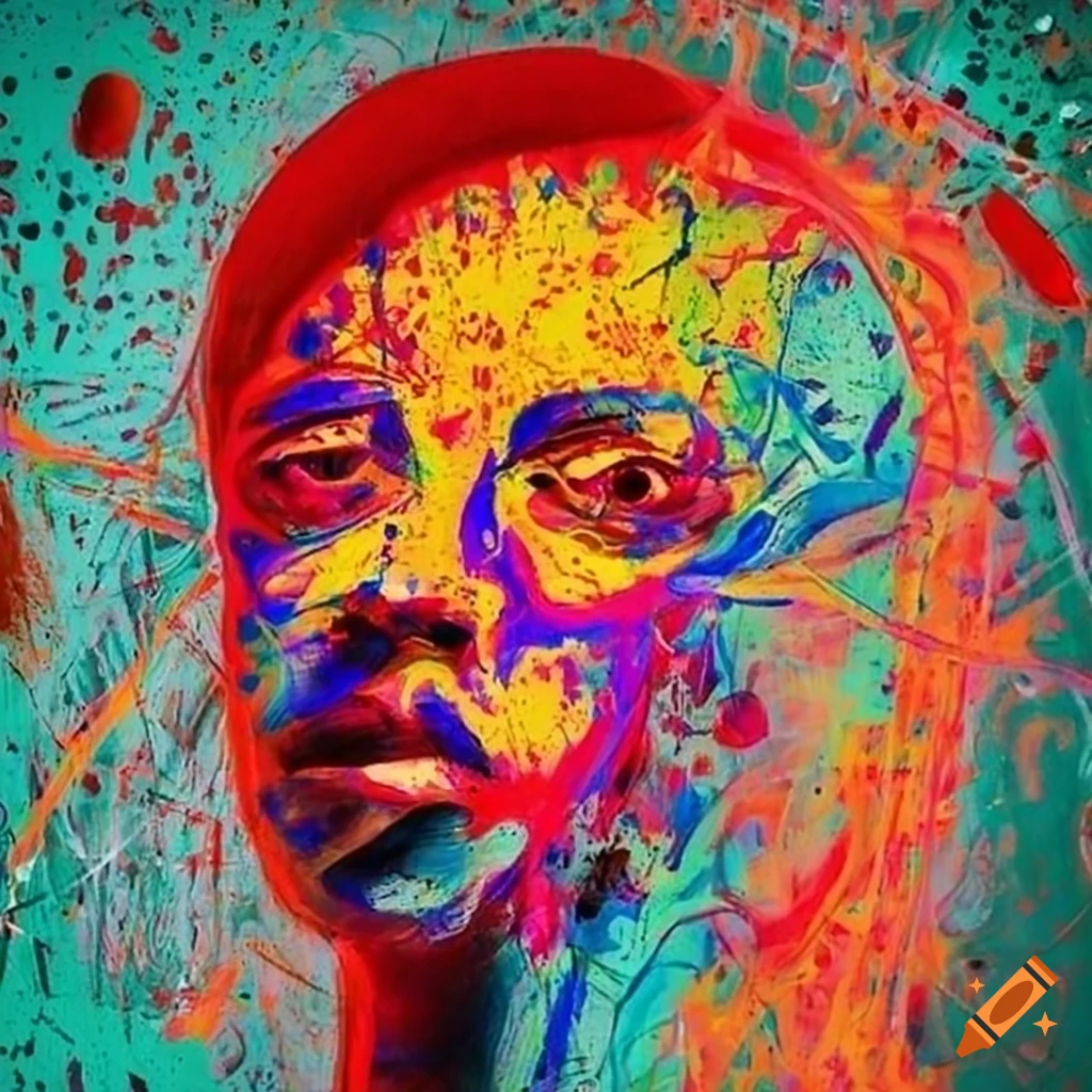 Abstract splatter painting with various colors for contemporary drawing ...