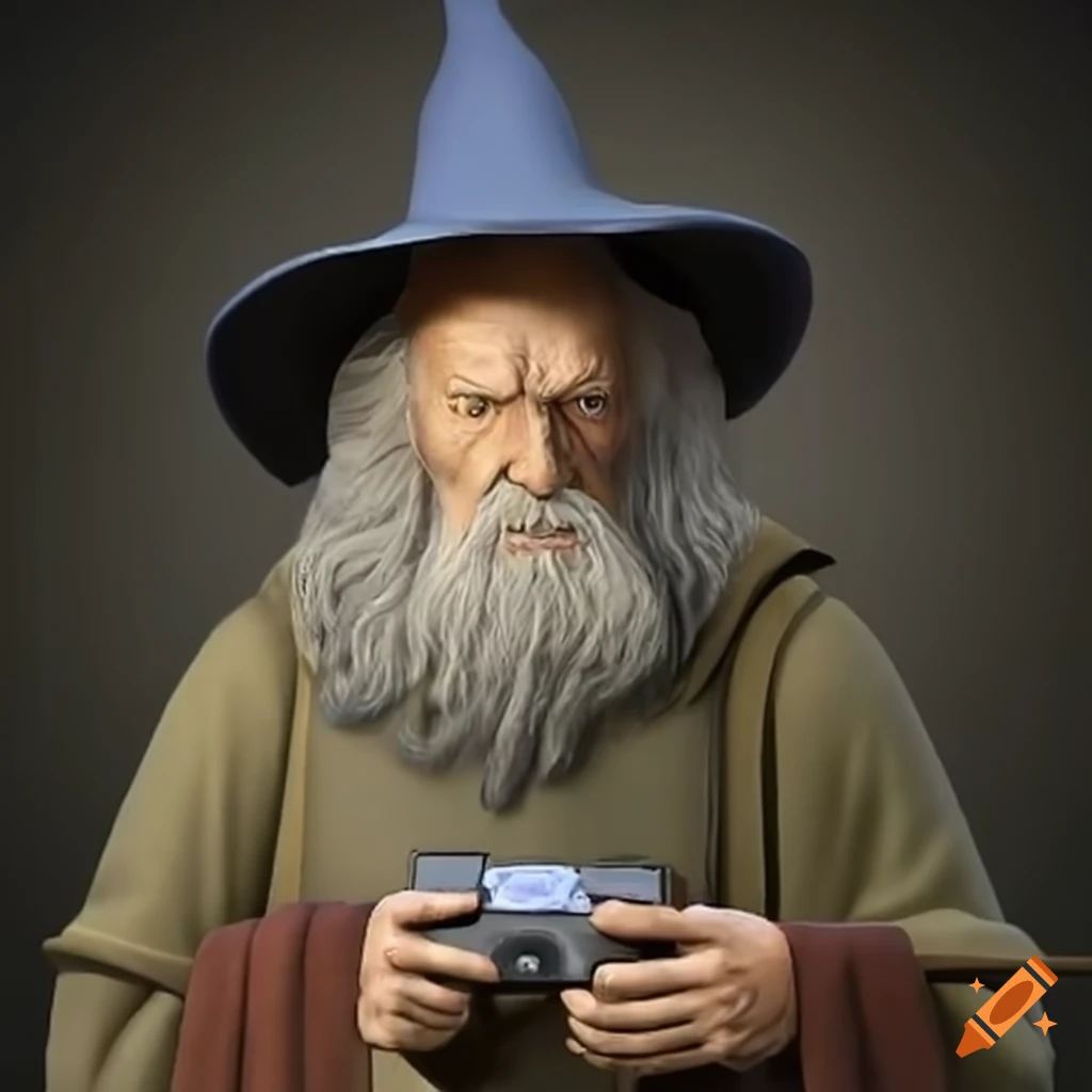 Gandalf playing a video game on Craiyon