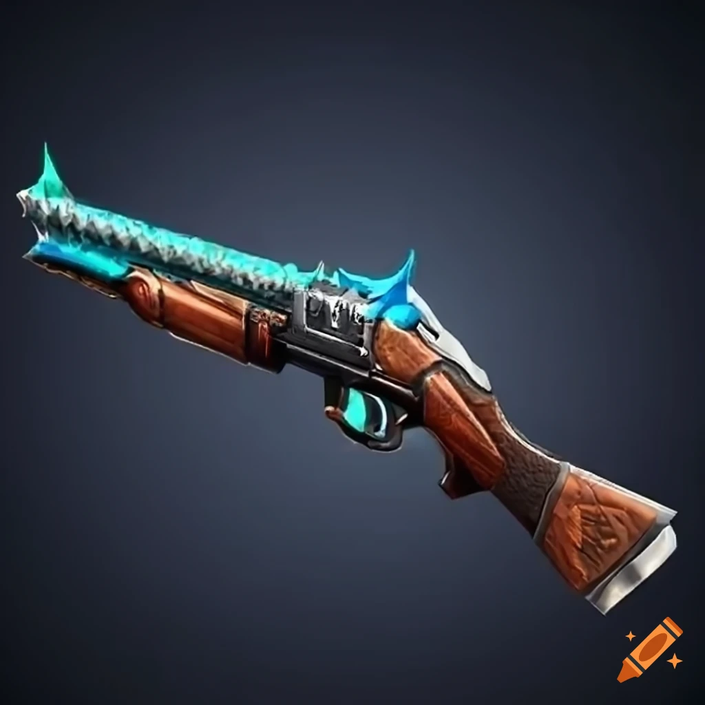 Double barrel shotgun with diamond dragon gun skin on Craiyon