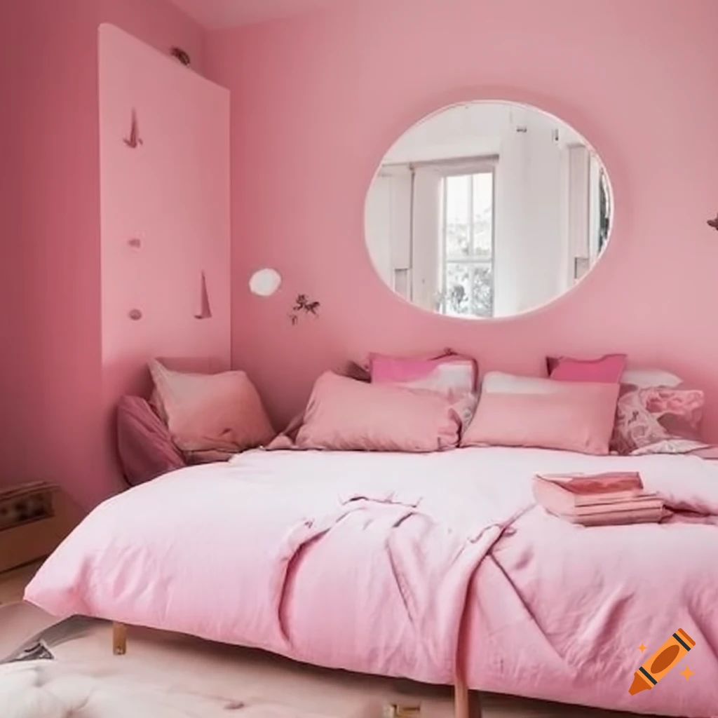Cozy pink bedroom interior on Craiyon