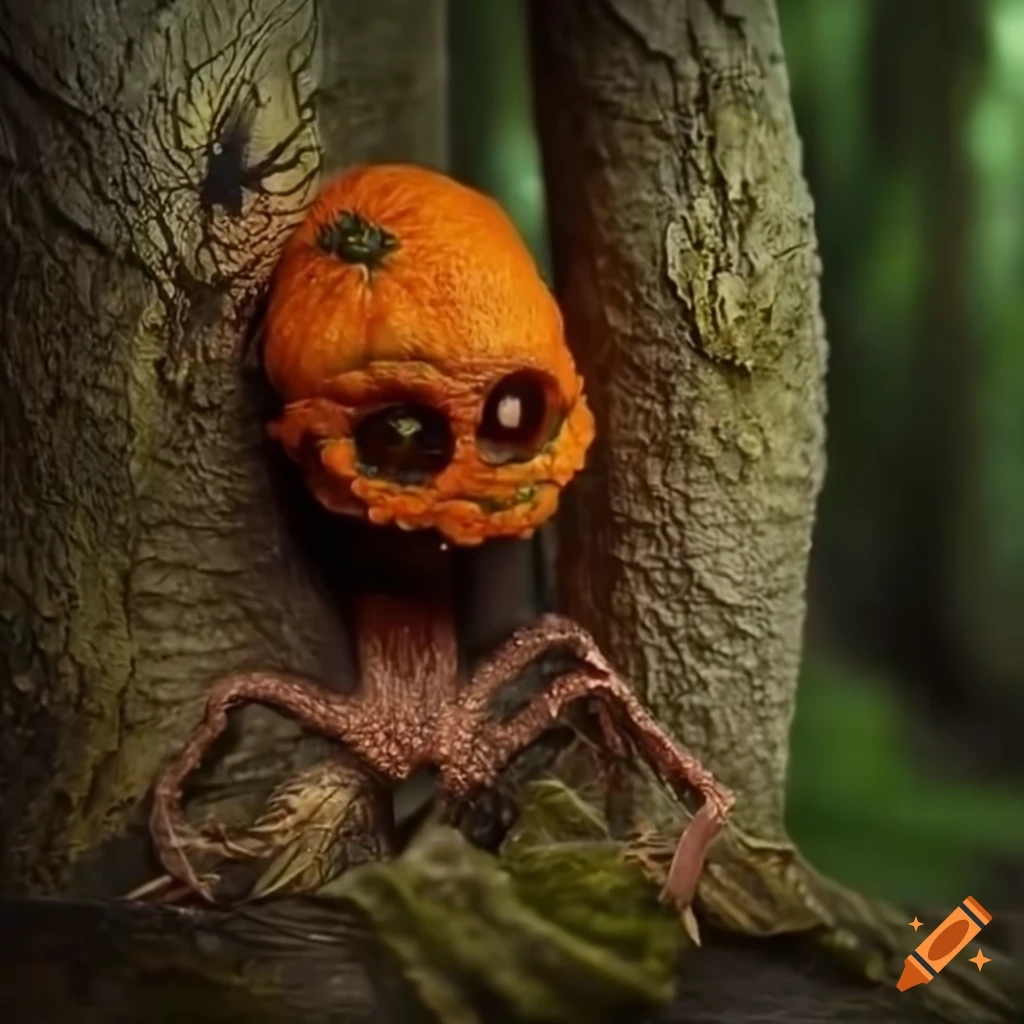 Close-up portrait of a Rotten Orange Fruit Monster in an enchanting ...
