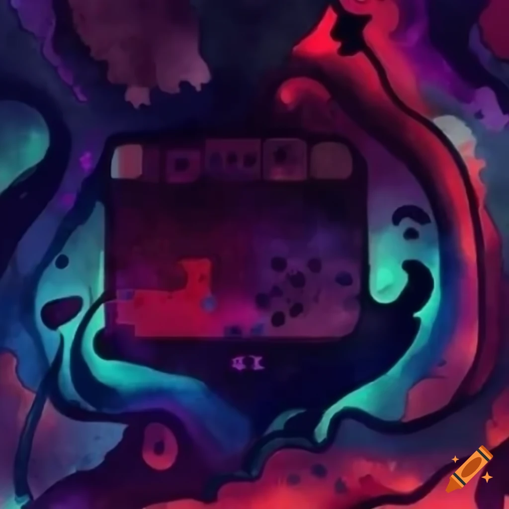 Dark abstract retro video game design on Craiyon