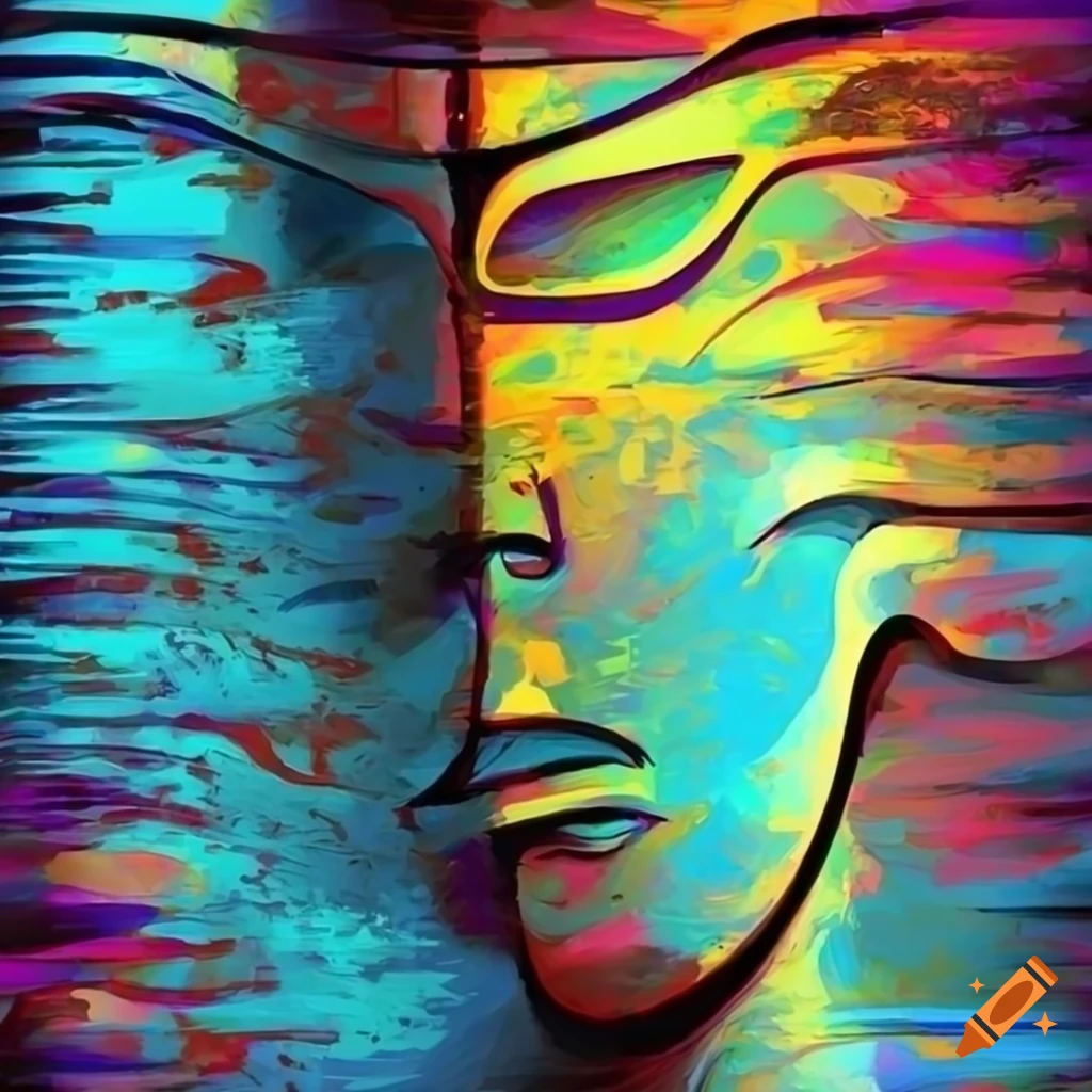 Silhouette of a handsome face in impressionism and cubism style on ...