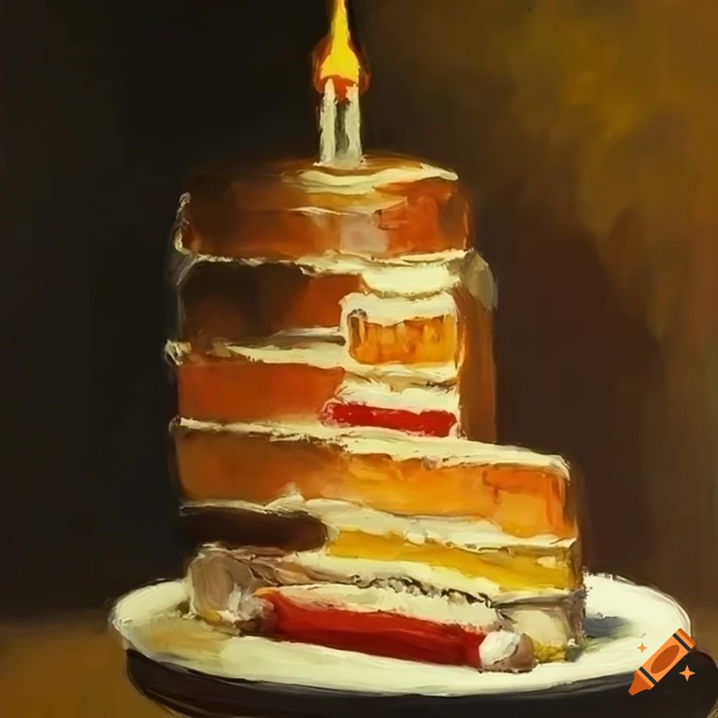 Edward hopper painting inspired by a birthday cake scene on Craiyon