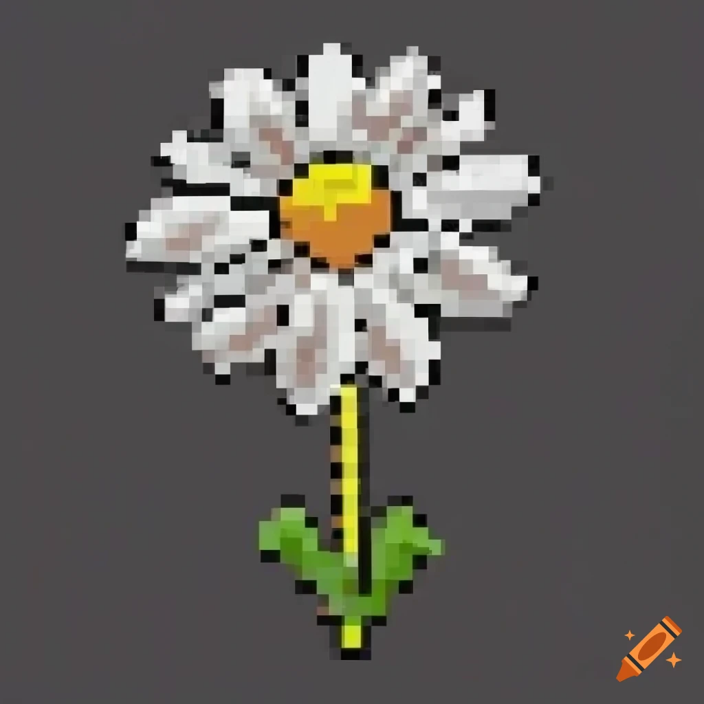 Pixel art white daisy with stem on Craiyon