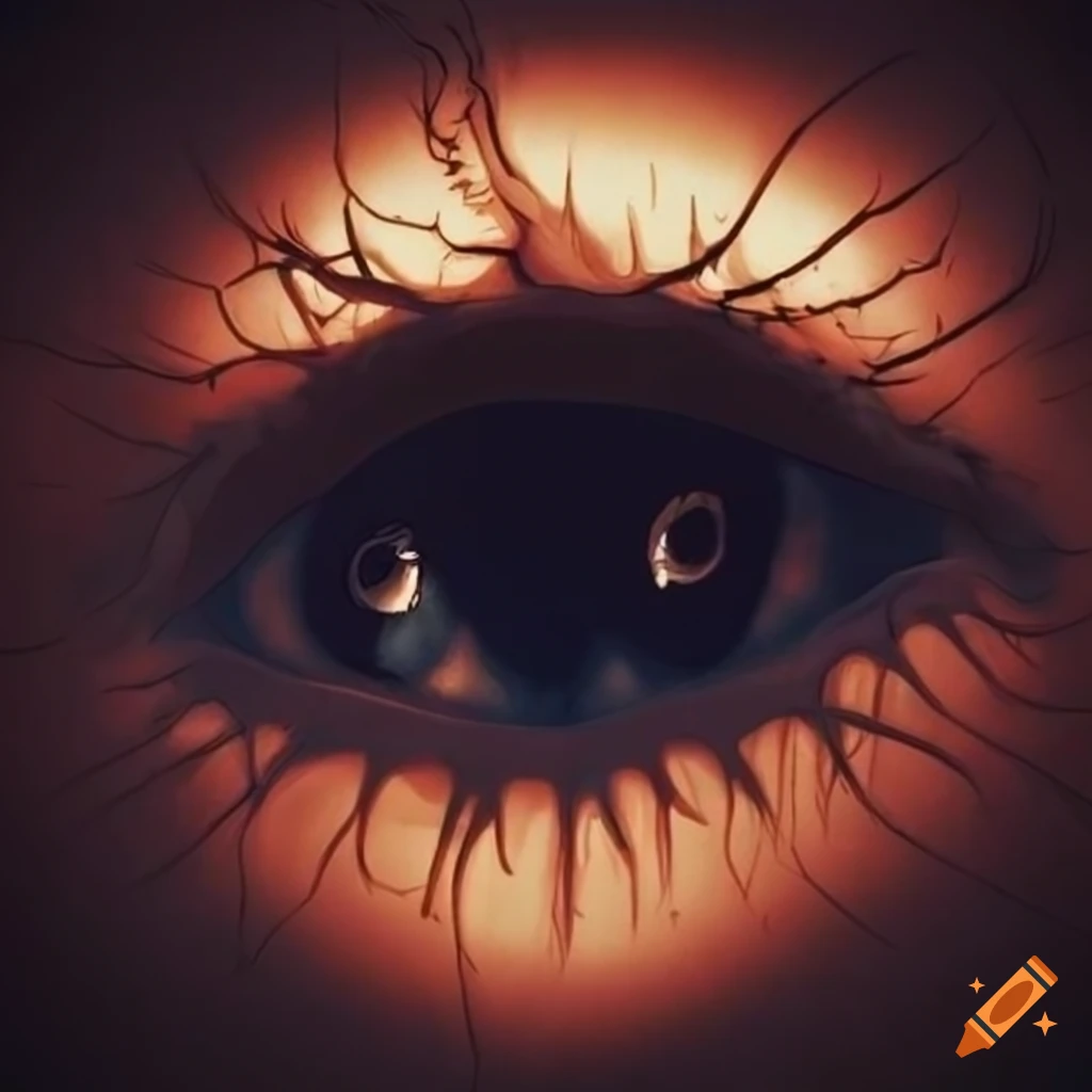 Cursed giant eye surrounded by darkness on Craiyon
