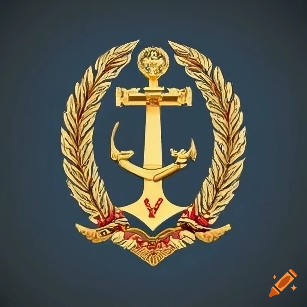 Military emblem with an anchor as the central symbol on Craiyon