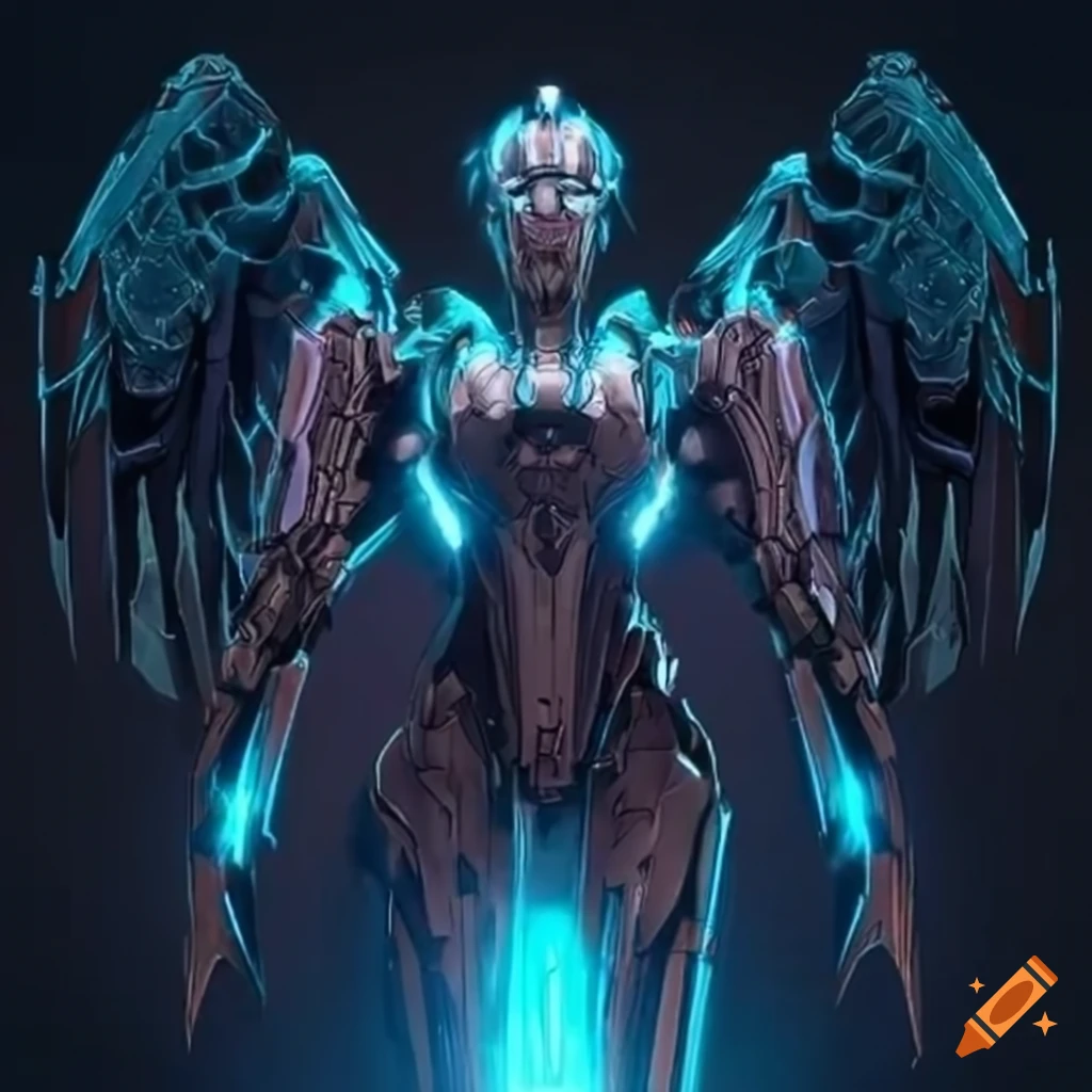 Technological angel with cyber wings in outer space on Craiyon