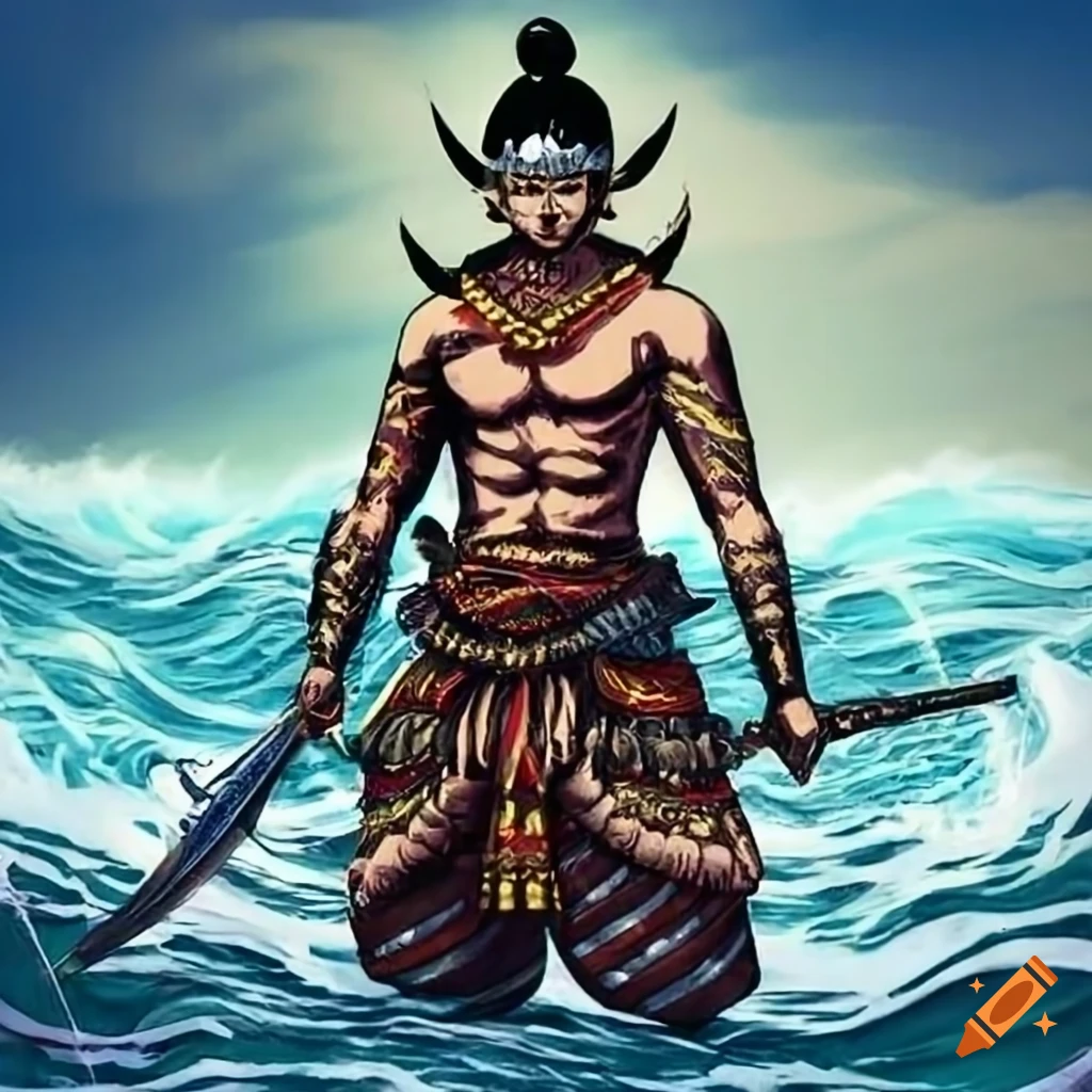 Tausug warrior in traditional attire and weapons with cliffs and ...