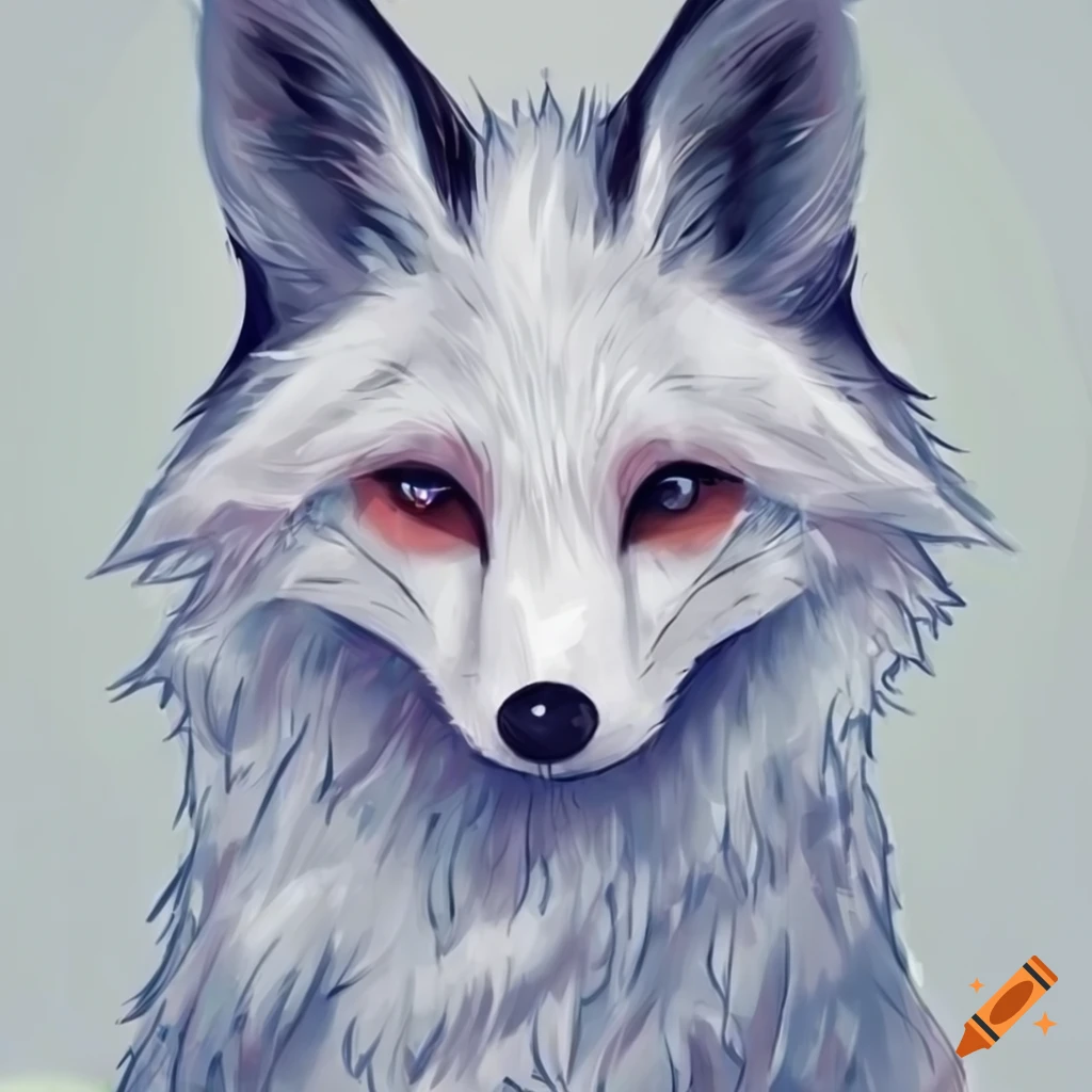 Cute white fox in a minimalistic drawing style on Craiyon