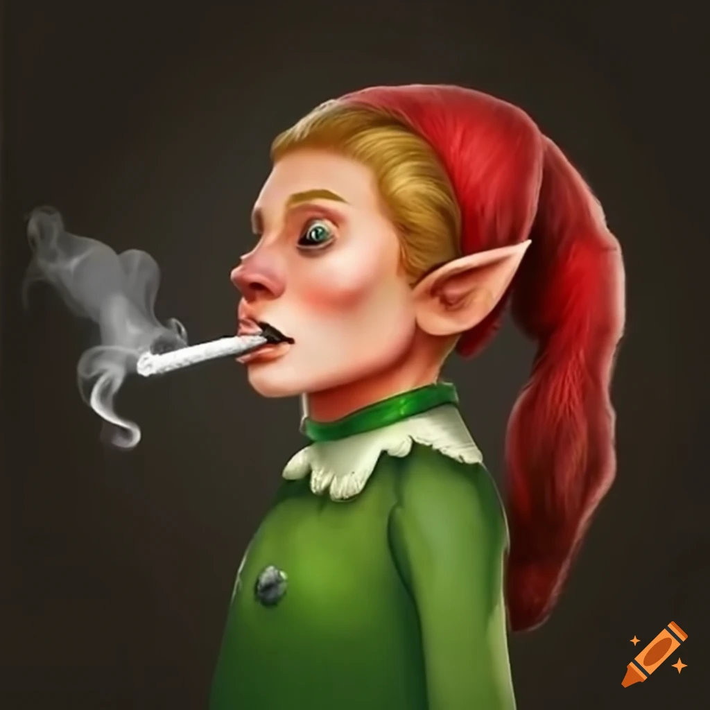Elf enjoying a smoke in a mystical setting on Craiyon