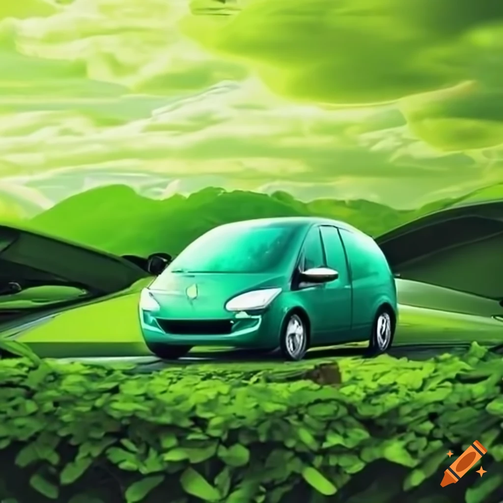 Green ecological car on Craiyon