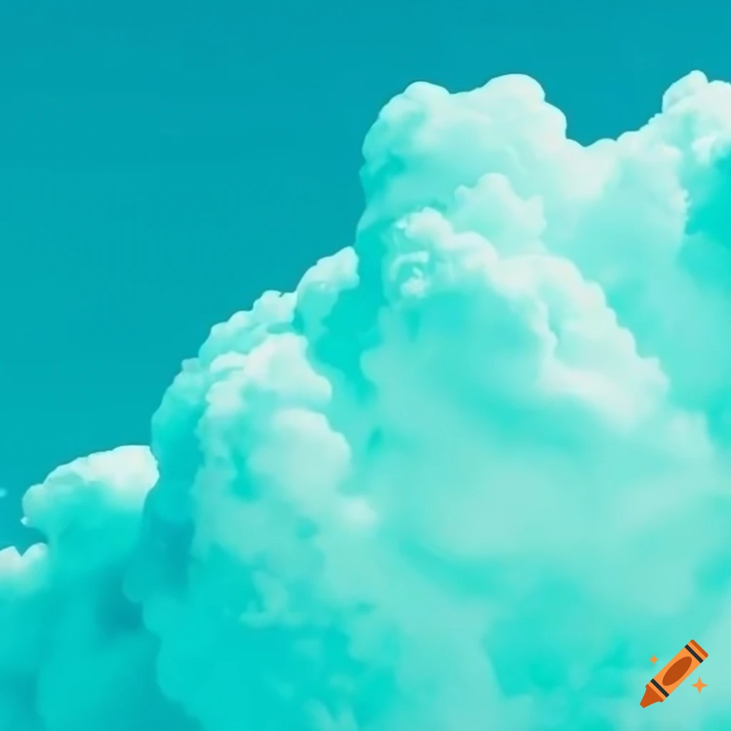 Pastel turquoise clouds in a cute photograph background on Craiyon