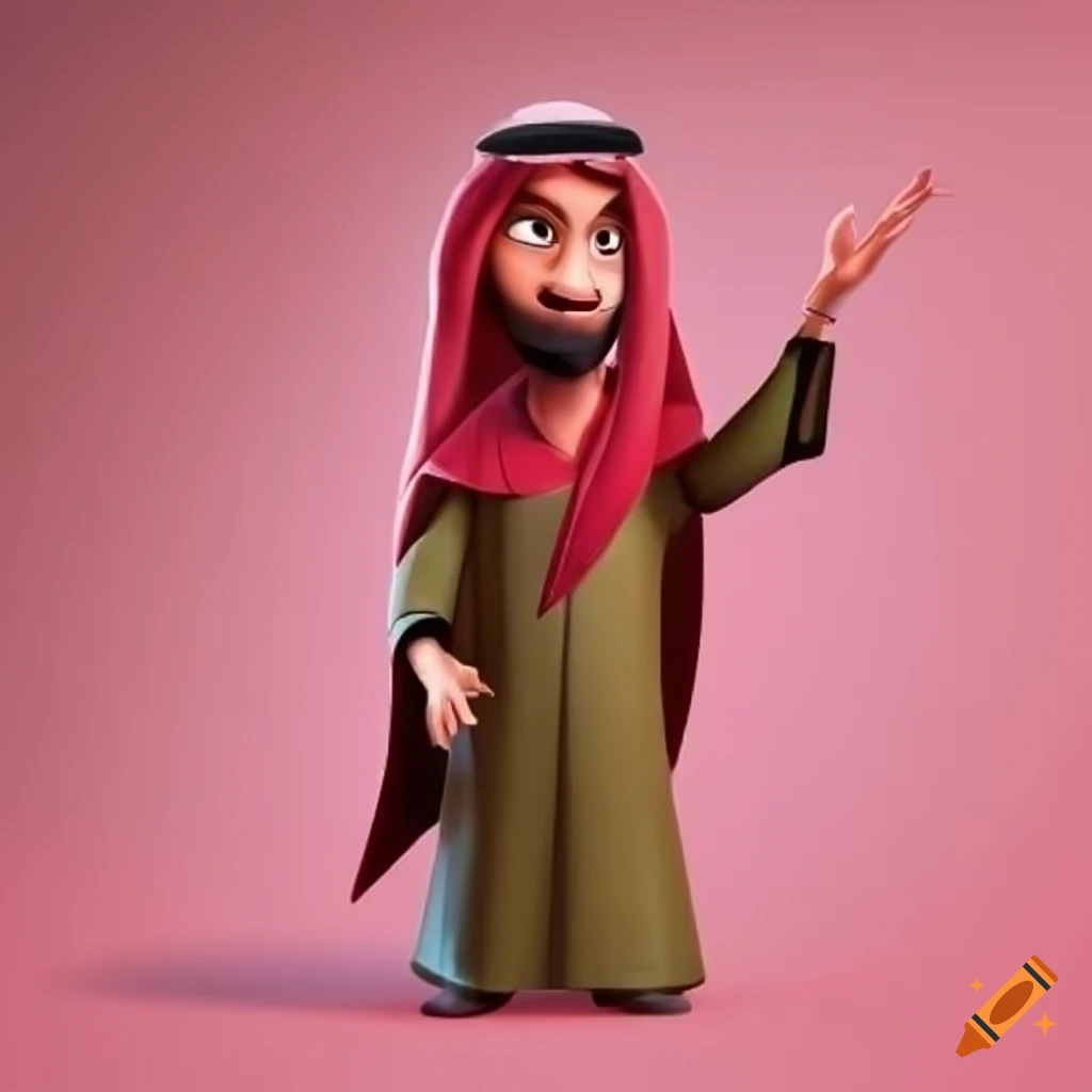 Cartoon pixar character of an arab sheikh on Craiyon