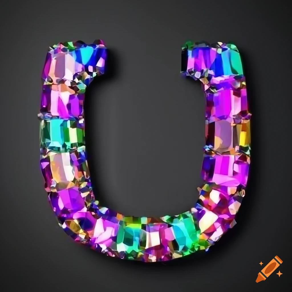 Intricate design of a capital letter 'o' made of colorful rhinestones ...
