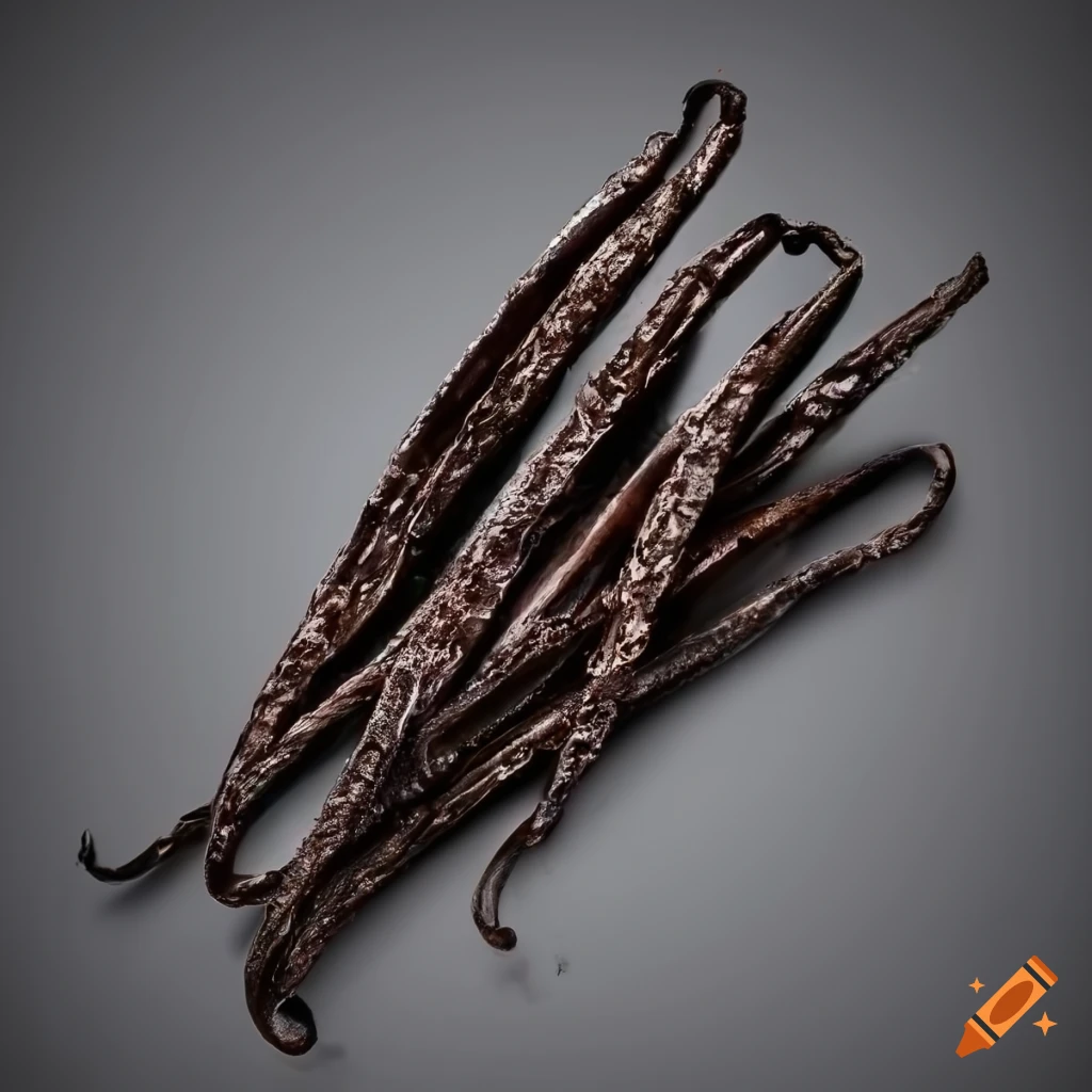 Vanilla pod on grey background on Craiyon