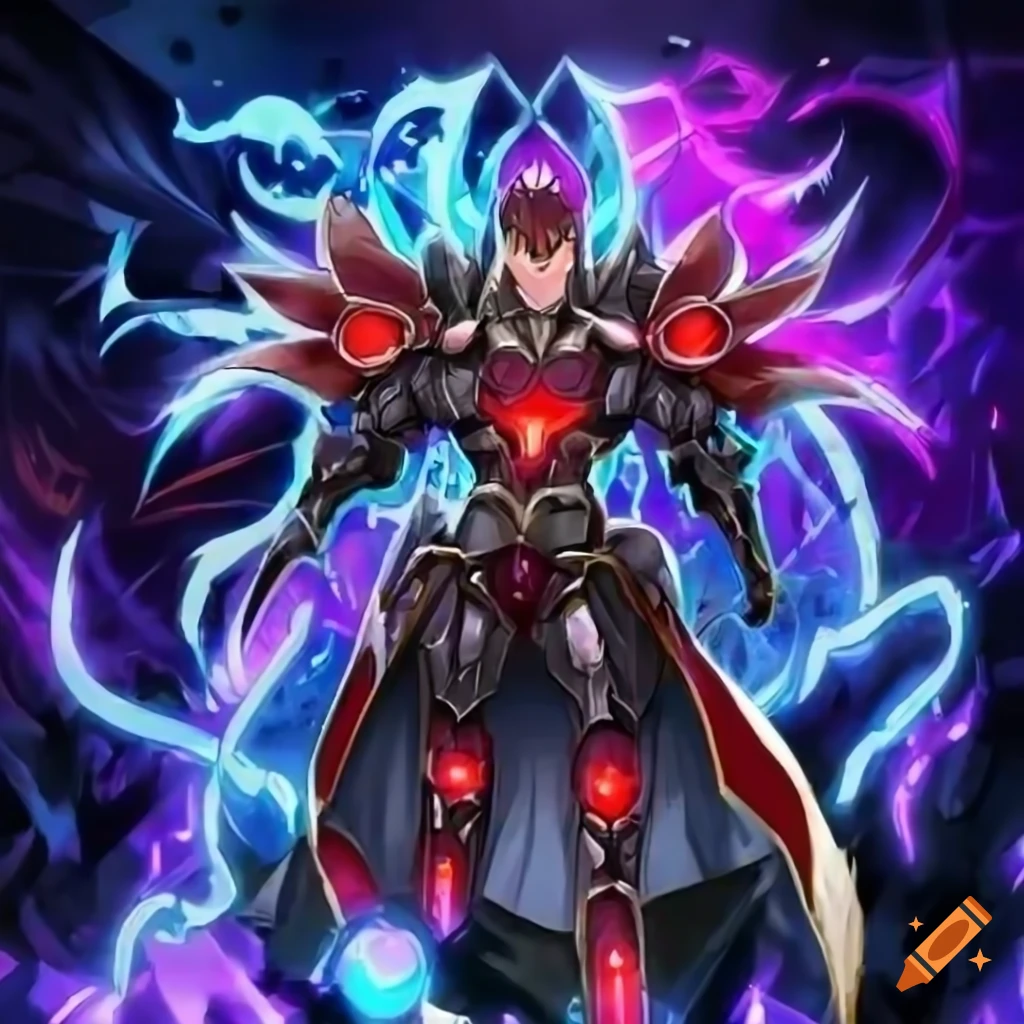 Fantasy galactic overlord in dark armor with dark energy, anime style ...