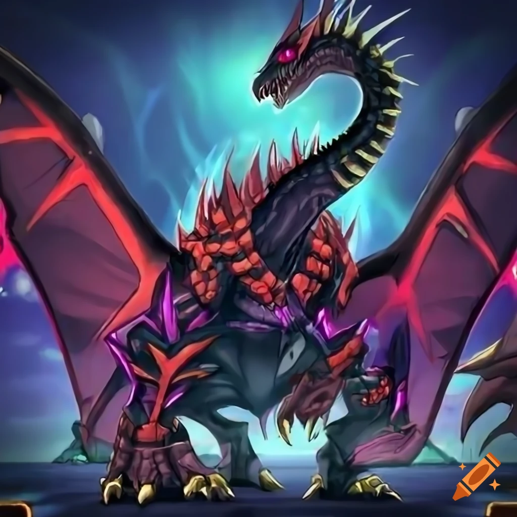 Yu-gi-oh! art of a demon dinosaur in 8k resolution on Craiyon