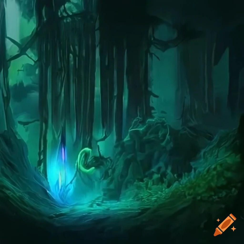 Dimension rift in a forest on Craiyon