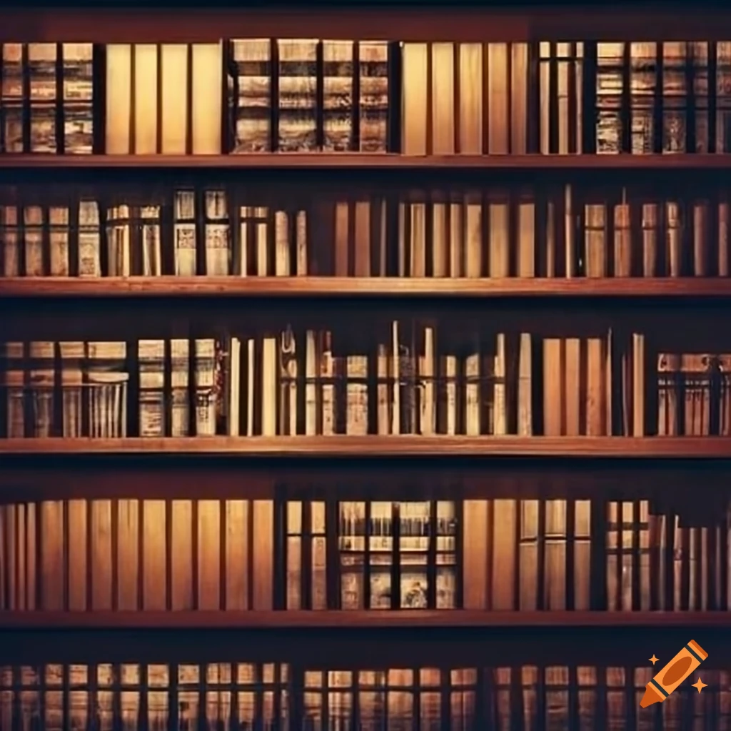 Library shelf wallpaper design on Craiyon