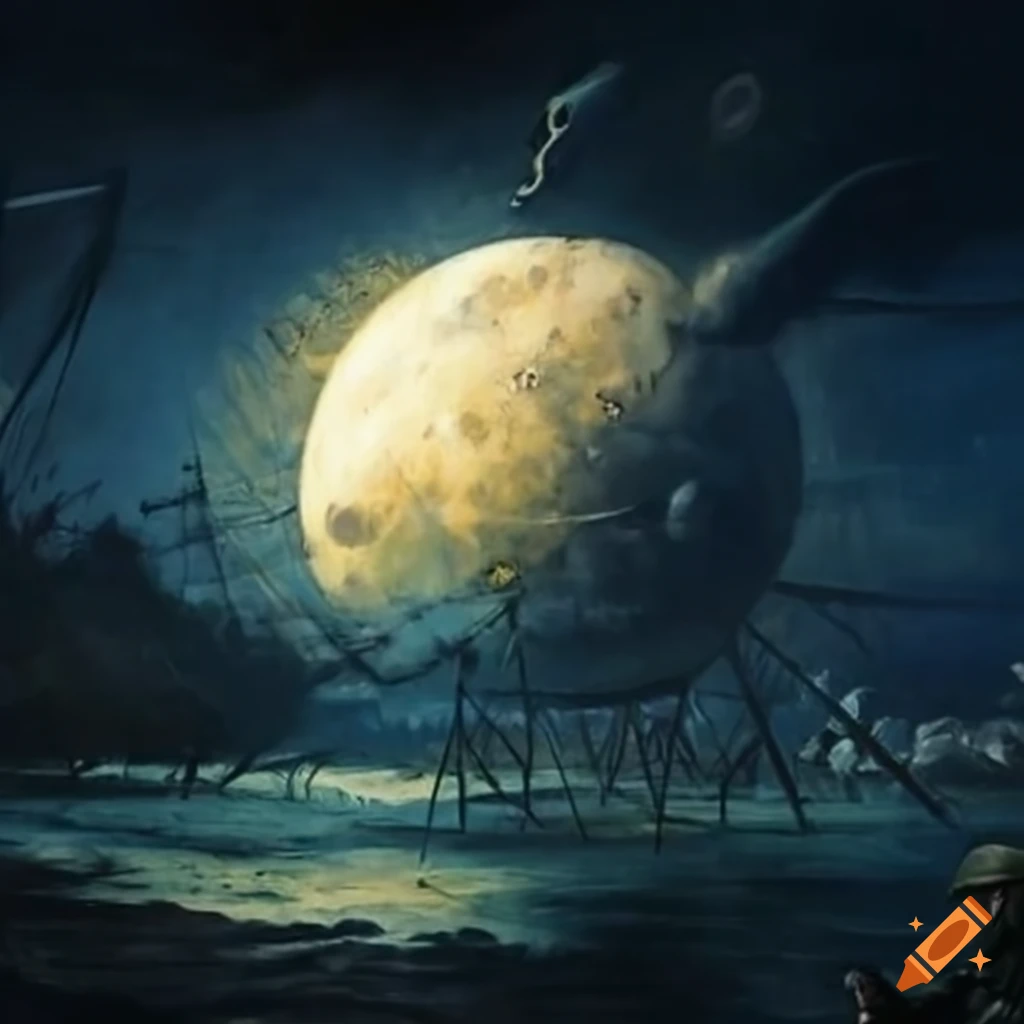 World war ii scenario on the moon on Craiyon
