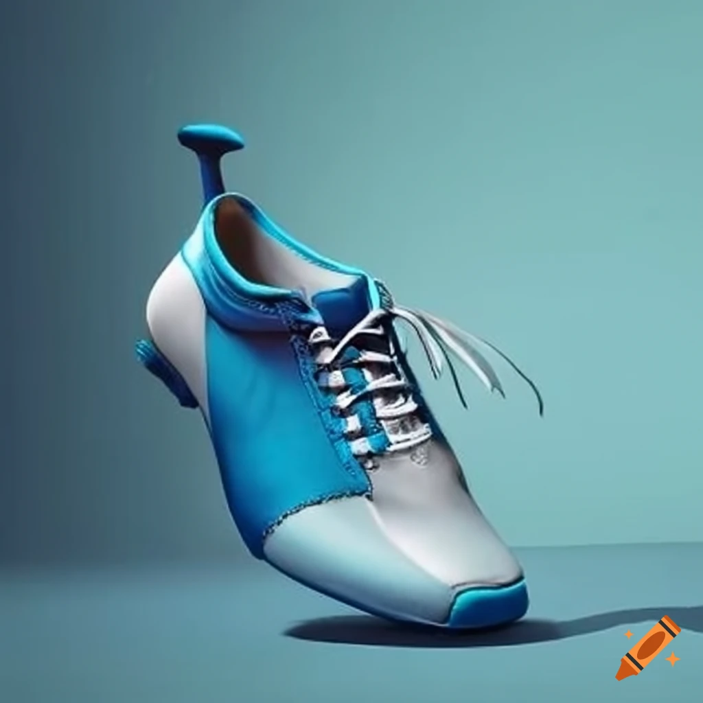 Blue shoe design that adjusts to growing feet on Craiyon