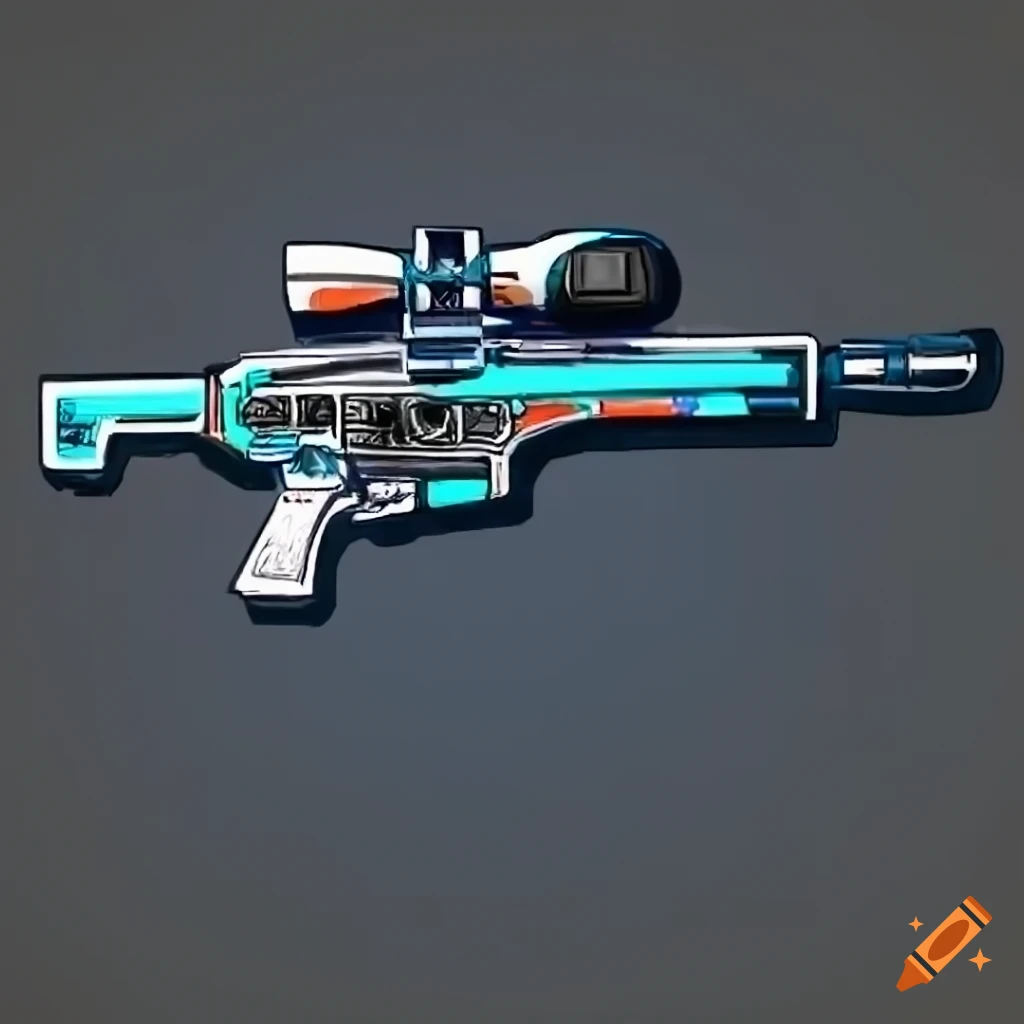 Cyberpunk gun design with black and blue accents on Craiyon