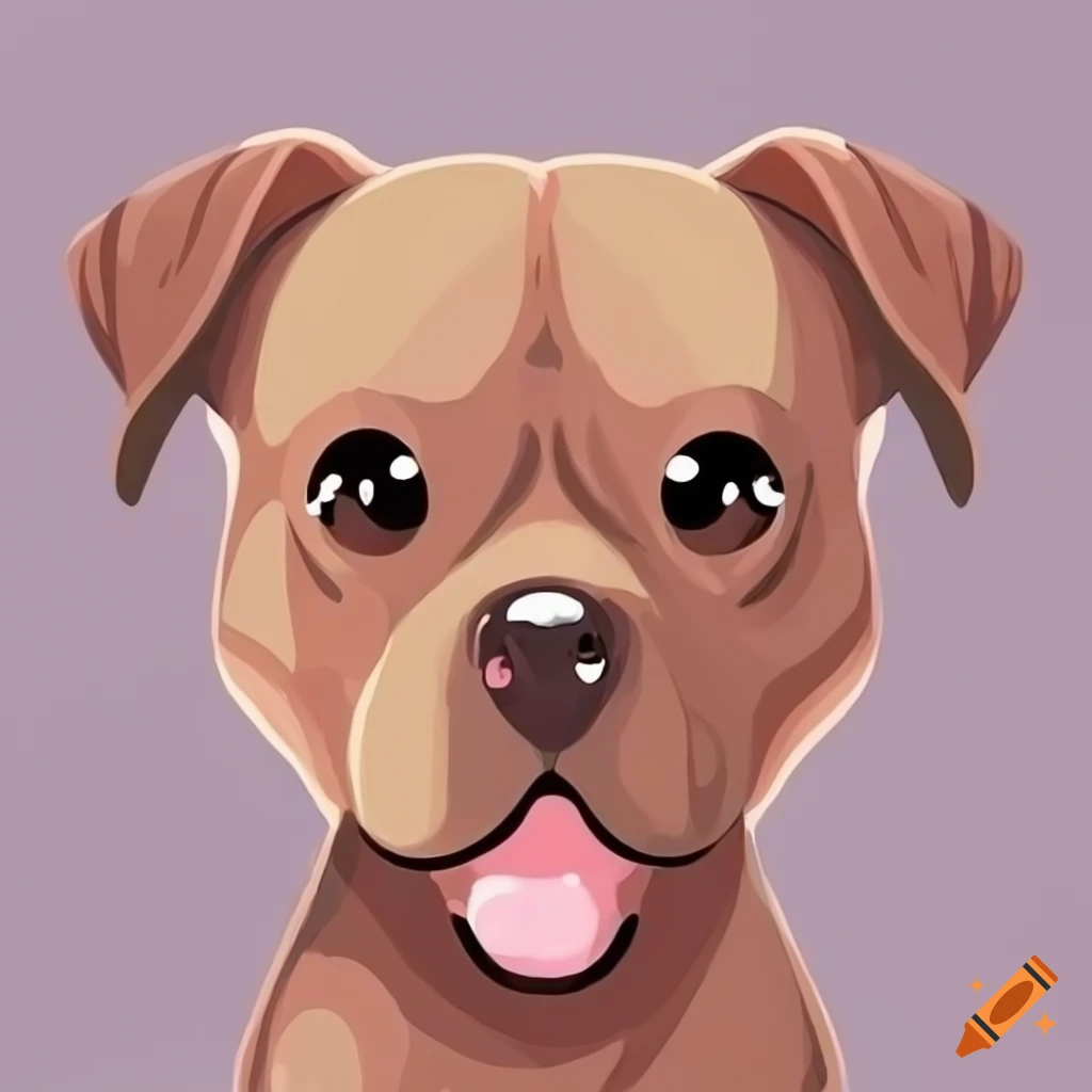 Cute beige pitbull lab mix dog in anime style cartoon on Craiyon