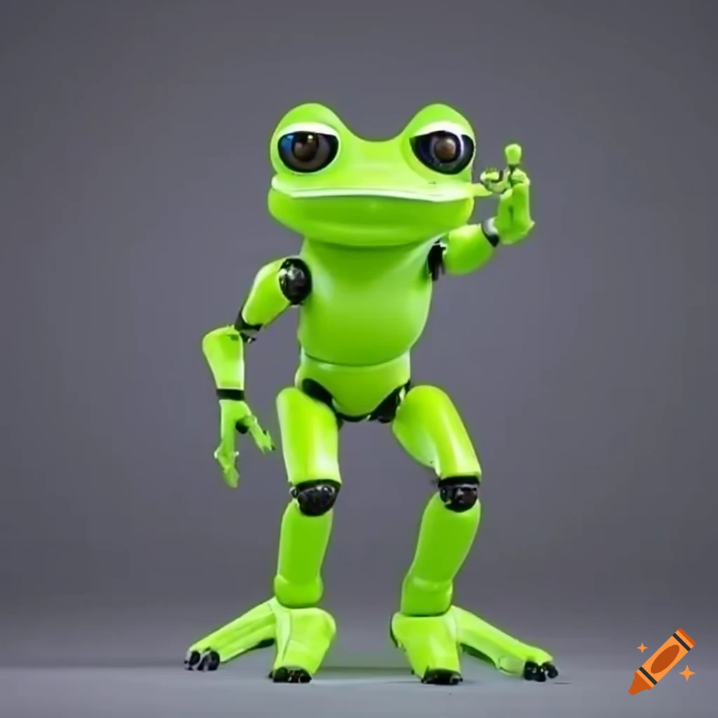 Lime colored frog humanoid robot on Craiyon
