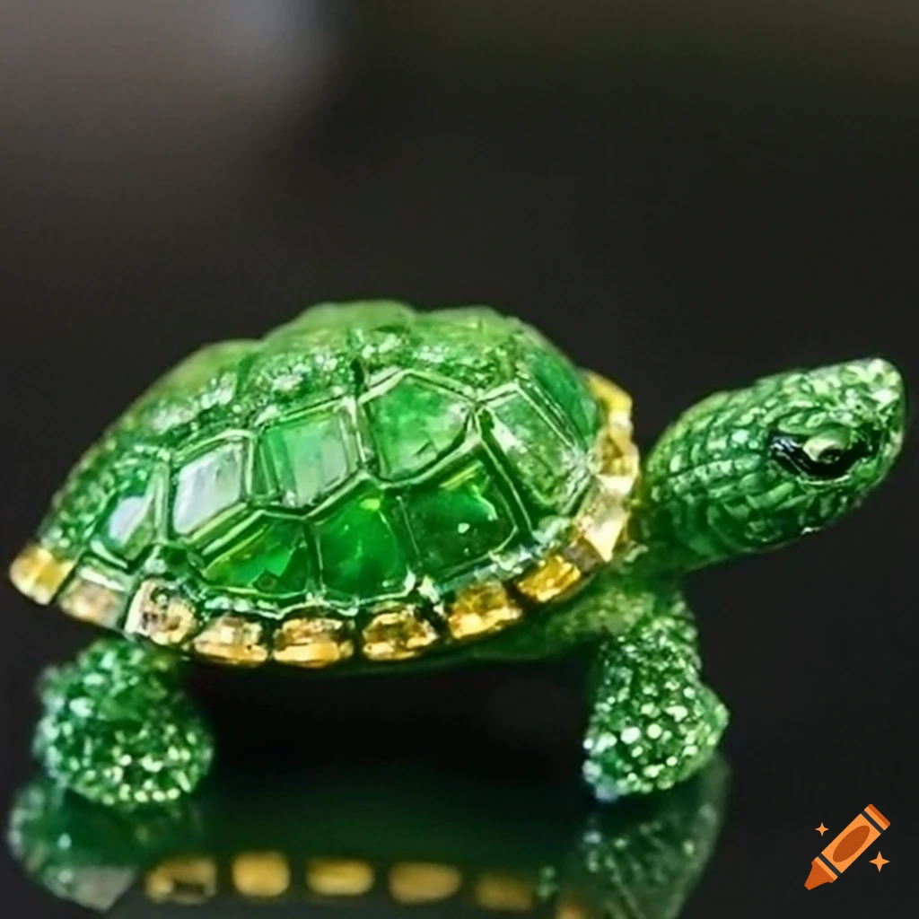 Mini turtle made of emerald in good lighting on Craiyon