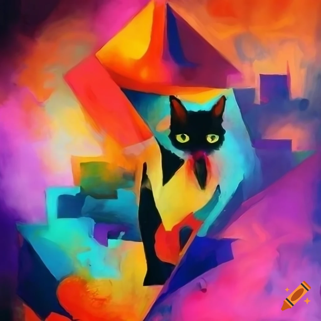 Abstract cats kandinski painting on Craiyon